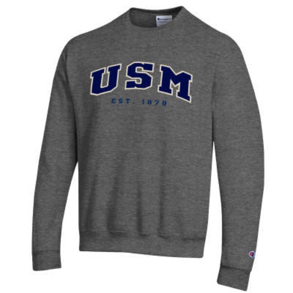 Champion Crewneck Sweatshirt with Tackle Twill USM-Charcoal Gray ...