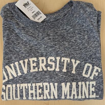 Snow Heather Tee in Navy w/University of Southern Maine