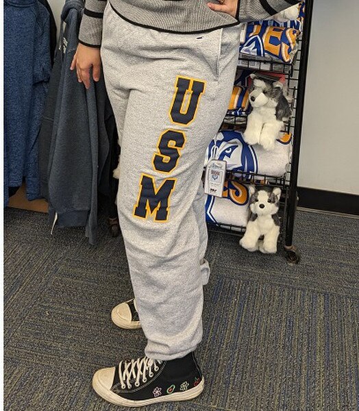 Powerblend Banded Bottom Pant with USM in Heather Gray