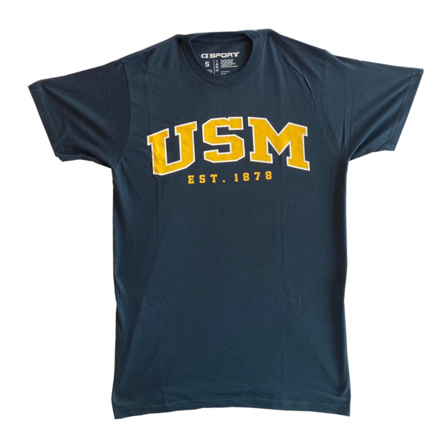 Navy Tee w/USM in Gold