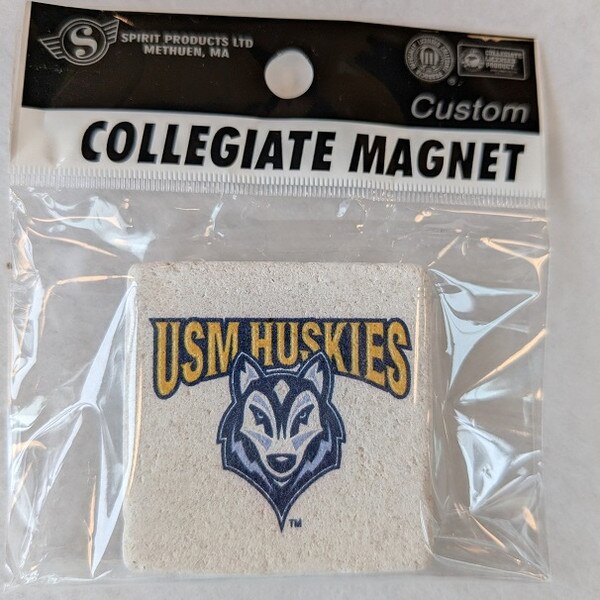 Stone Square Magnet w/USM Huskies Imprint